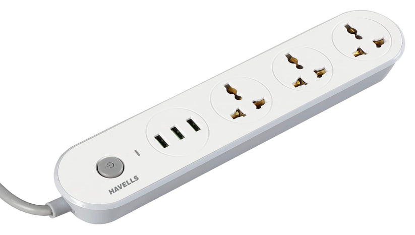 Havells USB Star - 1.5Mtr, 3 USB, 3+1, 3Pin, 240 Volts-6A Extension Bo ...